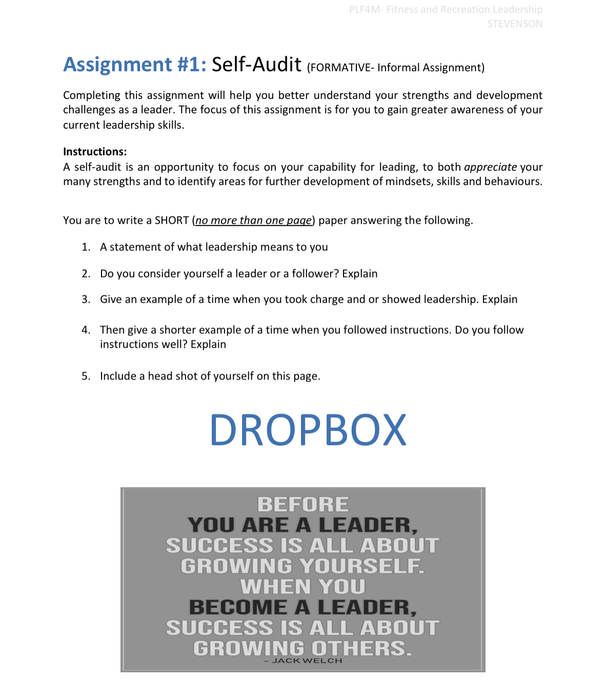 Self Audit :: Ms Stevenson's Leadership Course